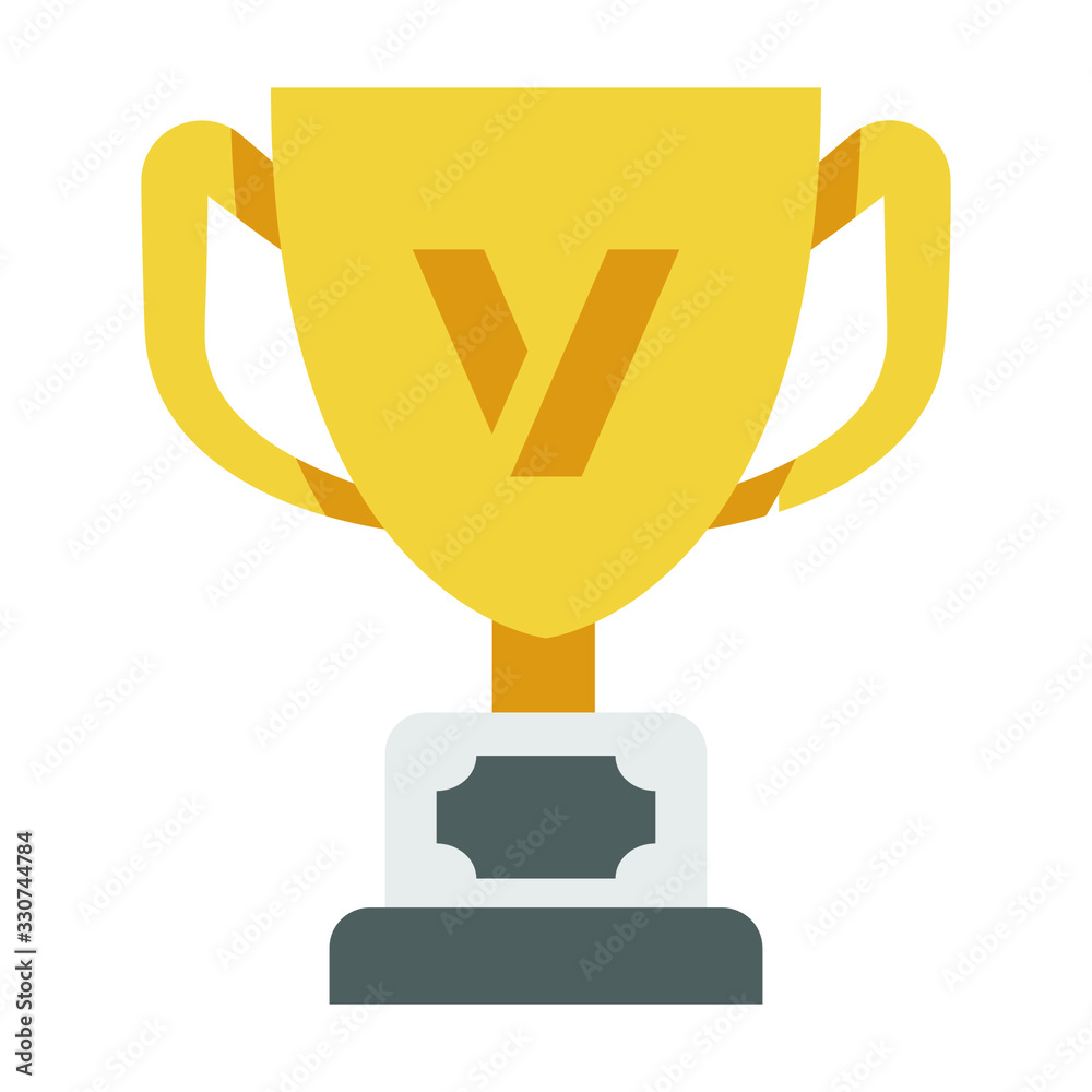 Trophy with Victory Sign on White Background, Motivational Symbols ...