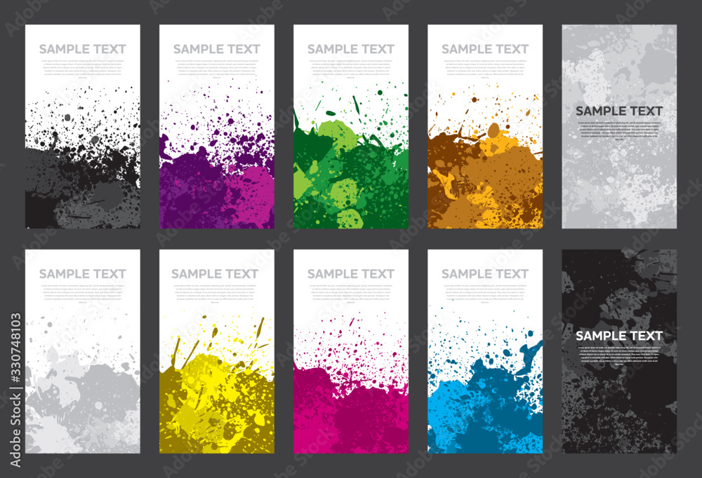 Splash ink banner set. Backgrounds for poster, banner or flyer. Vector ...