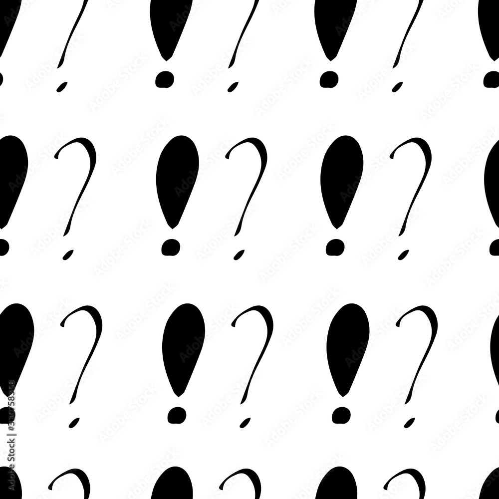 Question marks and exclamation mark seamless pattern. Vector sketch ...