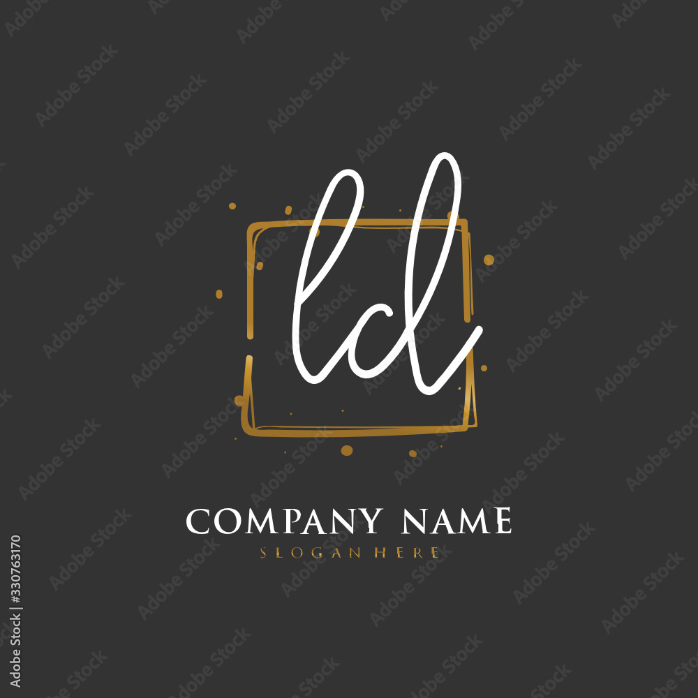 Handwritten initial letter L D LD for identity and logo. Vector logo ...