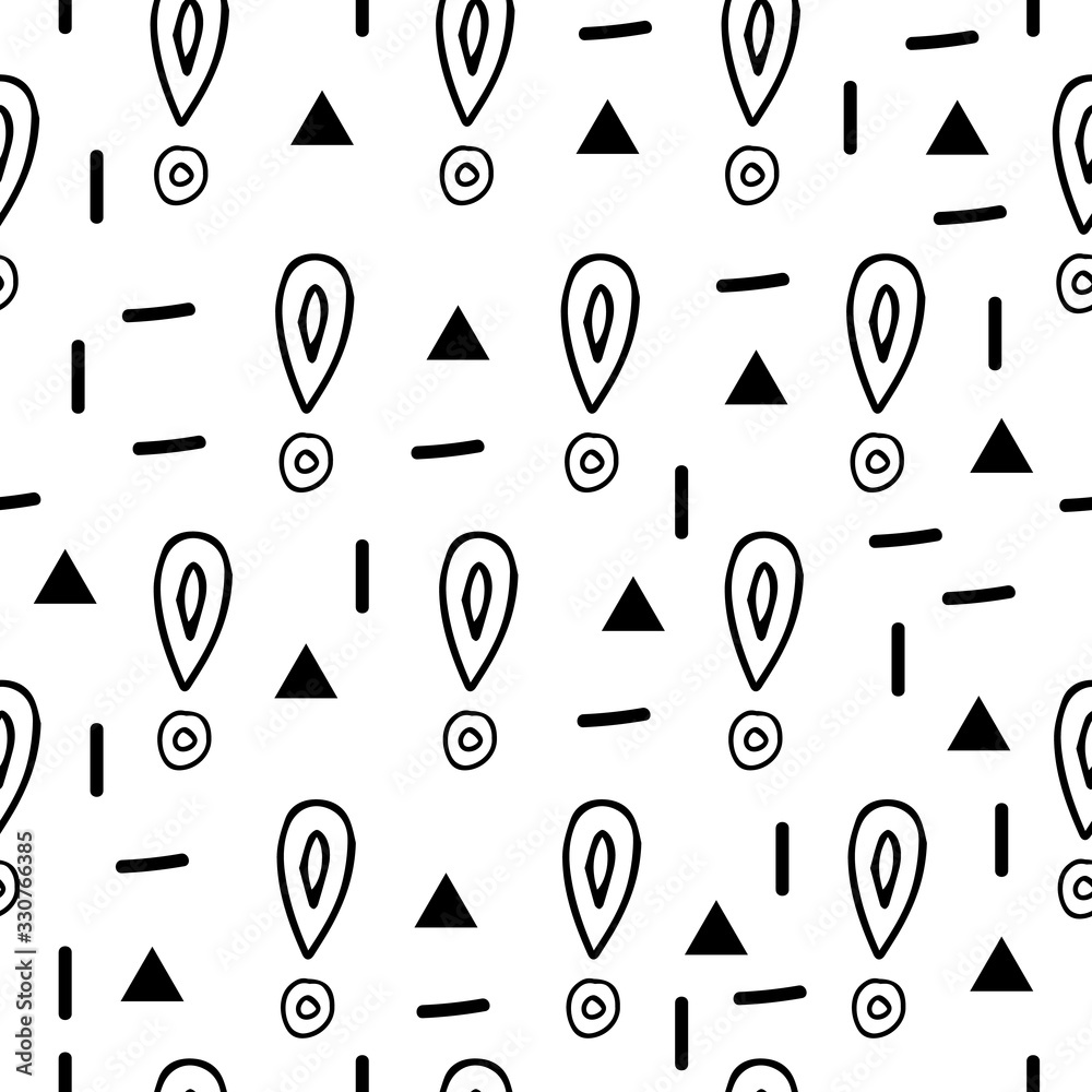 Exclamation mark seamless pattern on white background. Hand drawn ...