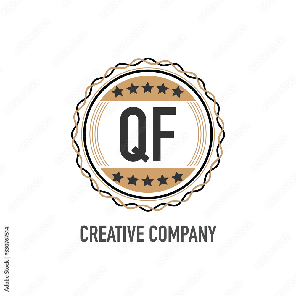 Initial Letter qf Elegance Logo Design Template. Vintage circle line ...