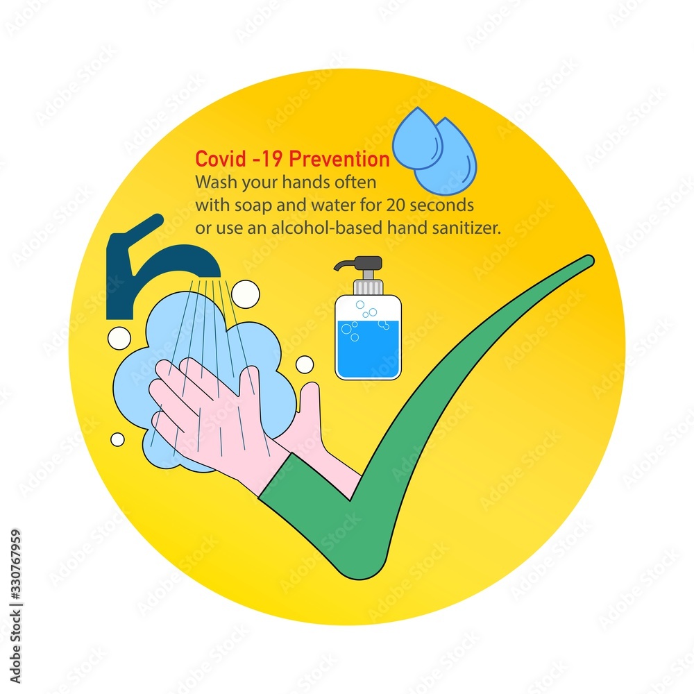 Covid-19 prevention, the right way to wash your hands. Vector ...