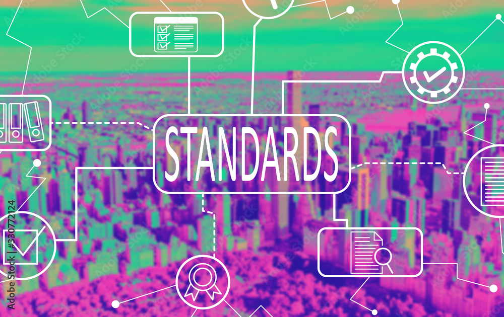 Foto de Standard quality control approval with aerial view of central ...