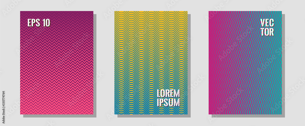 Abstract shapes of multiple lines halftone patterns. Stock Vector ...