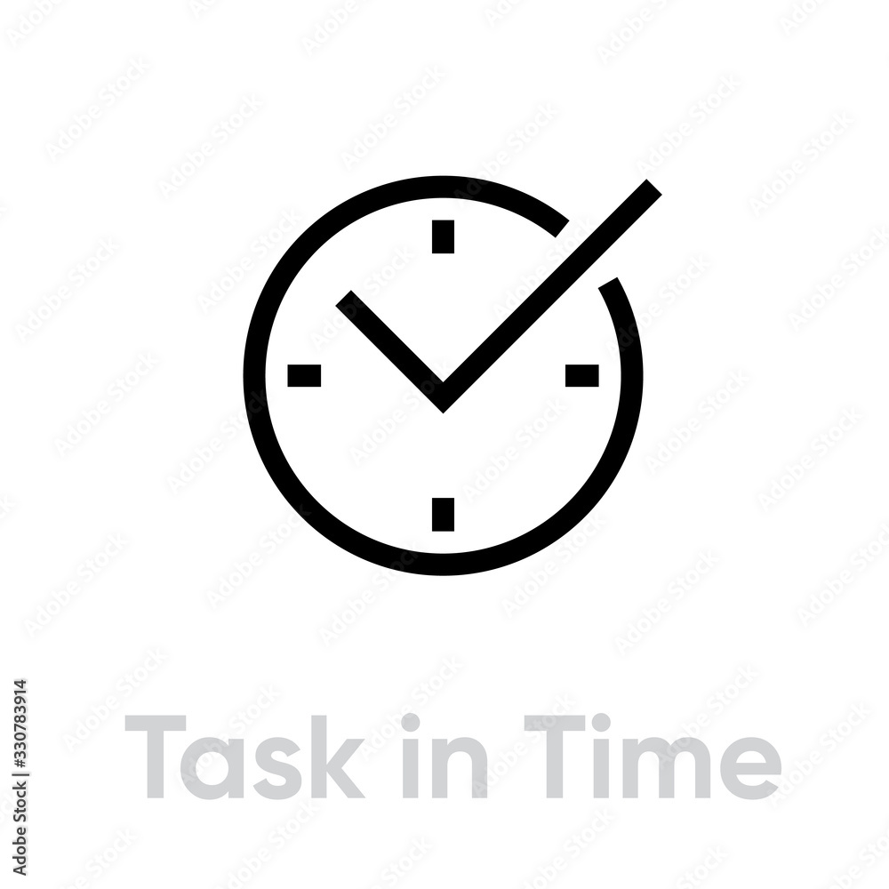 Task in Time icon. Editable Vector Outline Stock Vector | Adobe Stock