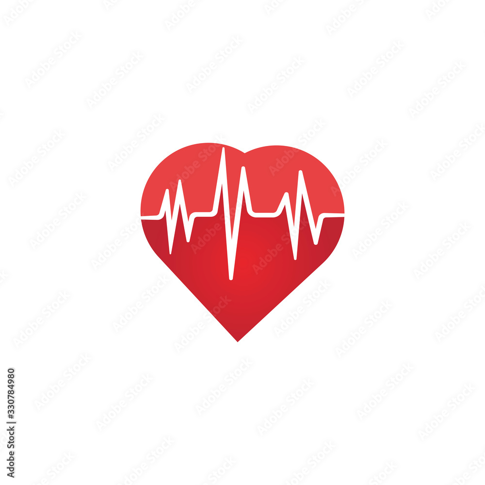 Heart rate icon - health monitor. Red Heart Rate.Blood pressure vector ...