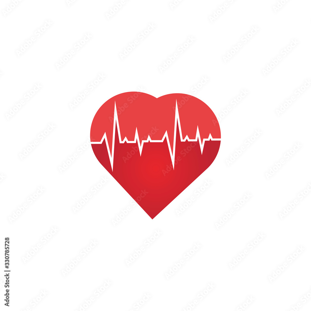 Heart rate icon - health monitor. Red Heart Rate.Blood pressure vector ...