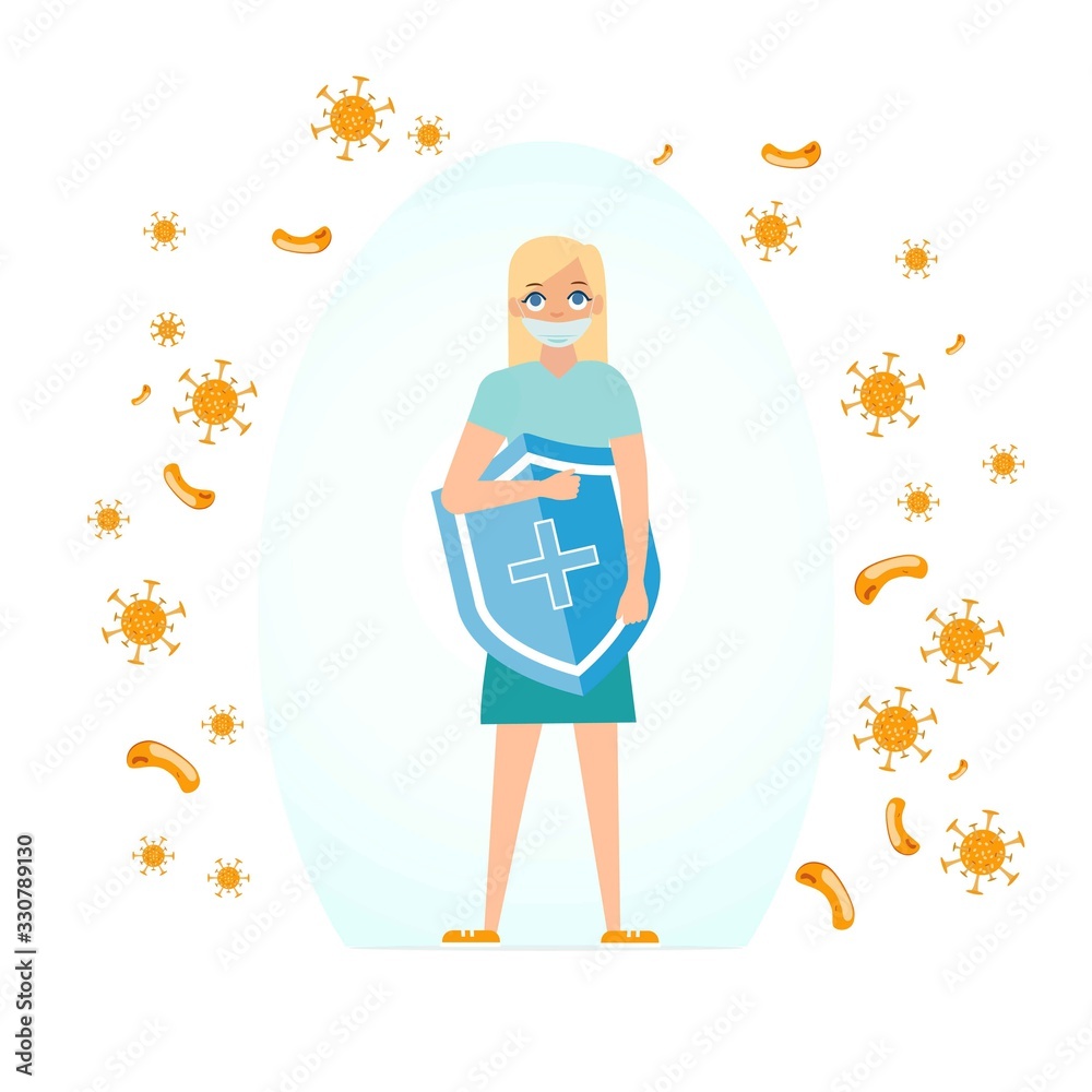 Immune System Vector Icon Logo Bacterial Health Virus Protection A
