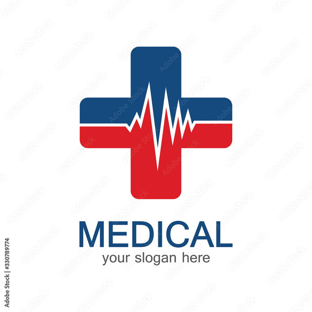 Medical logotype. Pharmacy colored plus cross in a soft shape. Tests ...