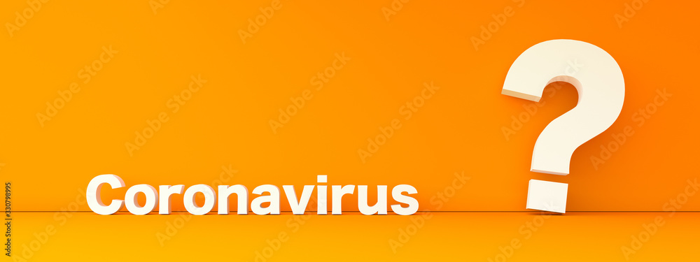 question mark in front of a color wall background. Corona Covid-19 ...