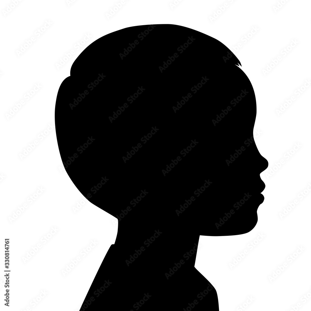 Silhouettes of child face. Outlines baby in profile. Vector ...