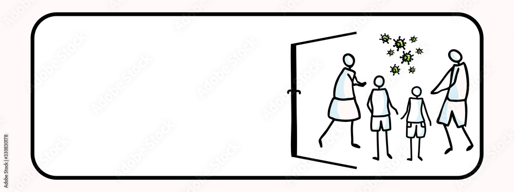 Corona virus covid 19 self isolate family infographic sign. News ...