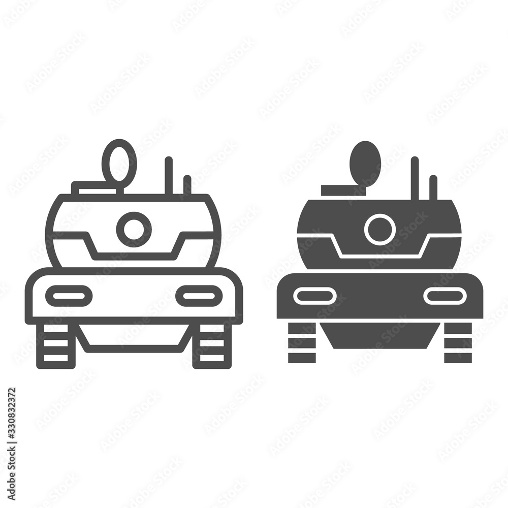 Modern tank line and solid icon. Combat fighting and attack war vehicle ...
