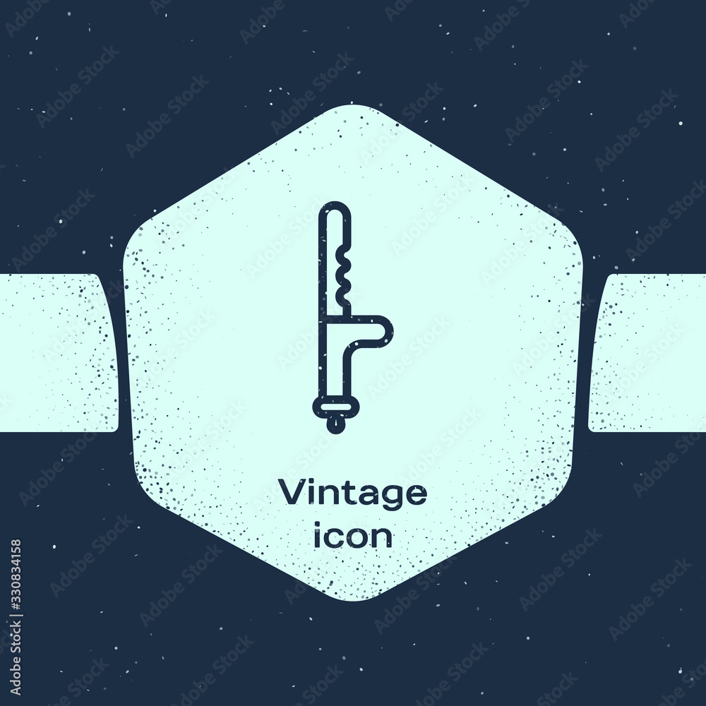 Grunge line Police rubber baton icon isolated on blue background ...