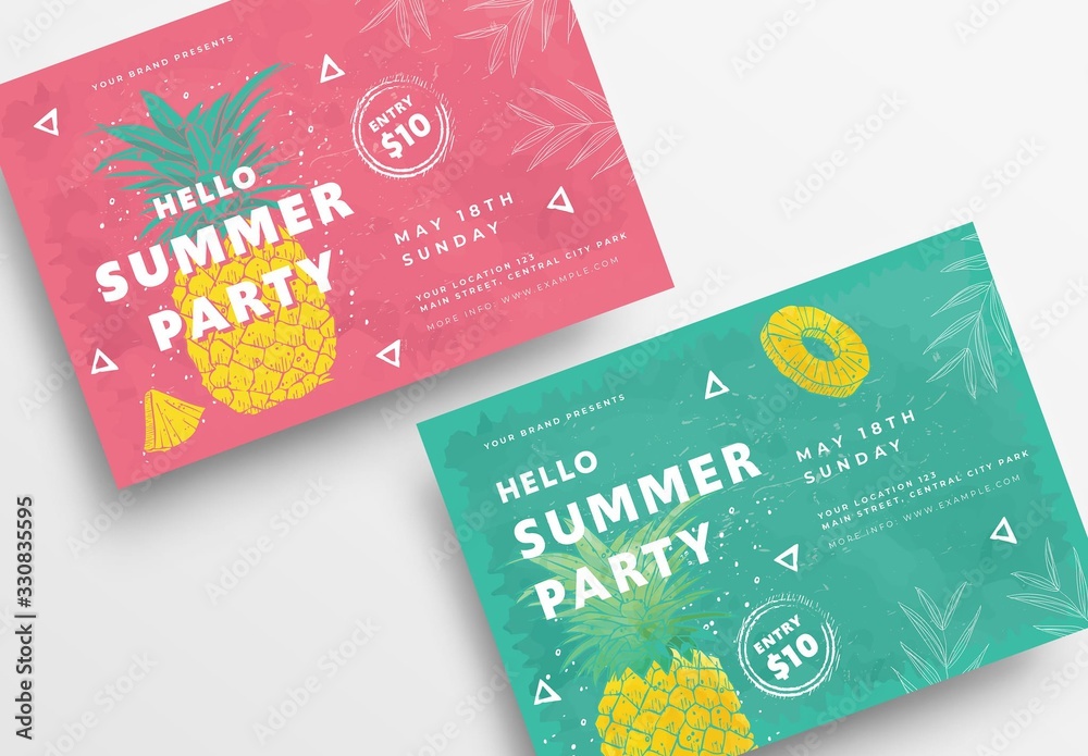 Flyer Layout with Pineapple Illustration Stock Template | Adobe Stock