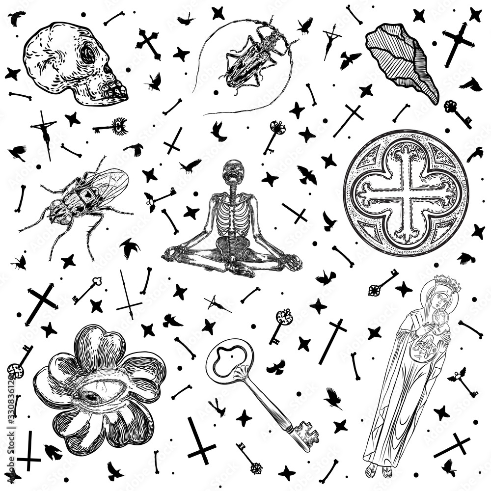 Occult medieval ancient book elements. Witchcraft occultism mystic ...