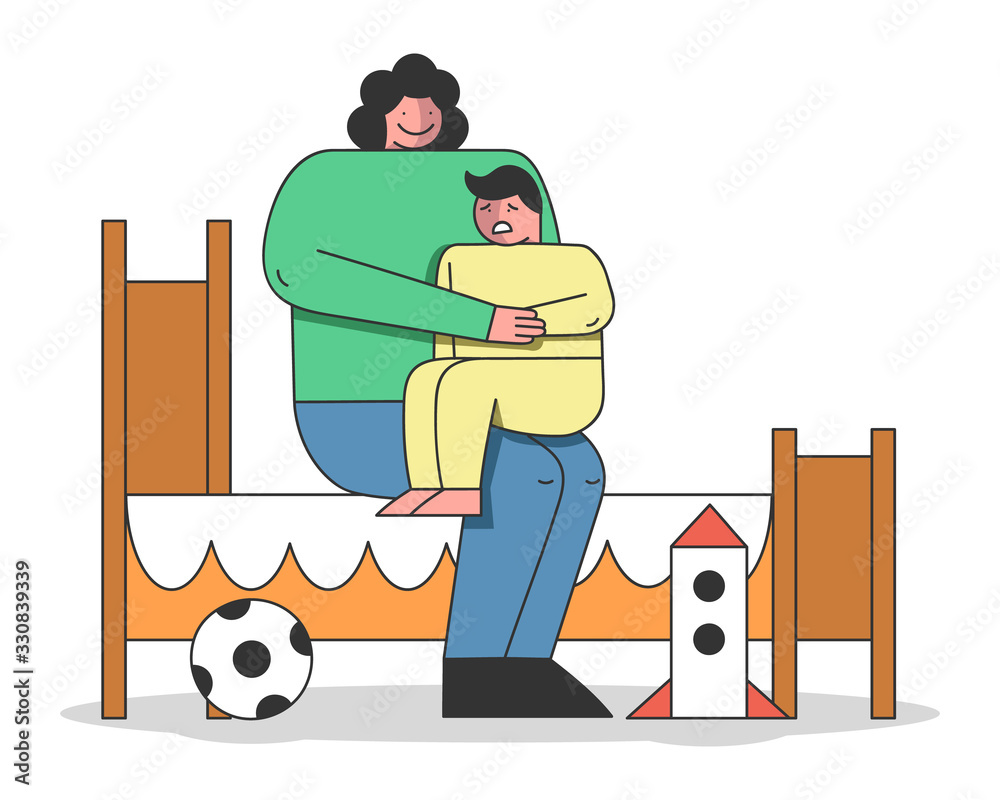 Concept Of Kids Bad Dreams, Fear, Imagination And Nightmares. Scared Of ...