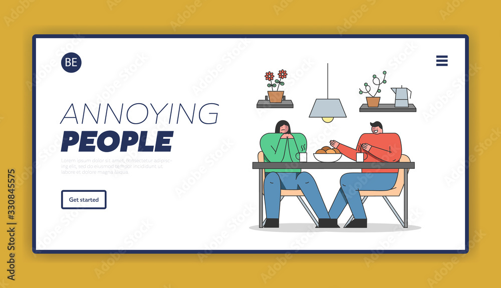 Concept Of Annoying In Communications. Website Landing Page. Annoying ...