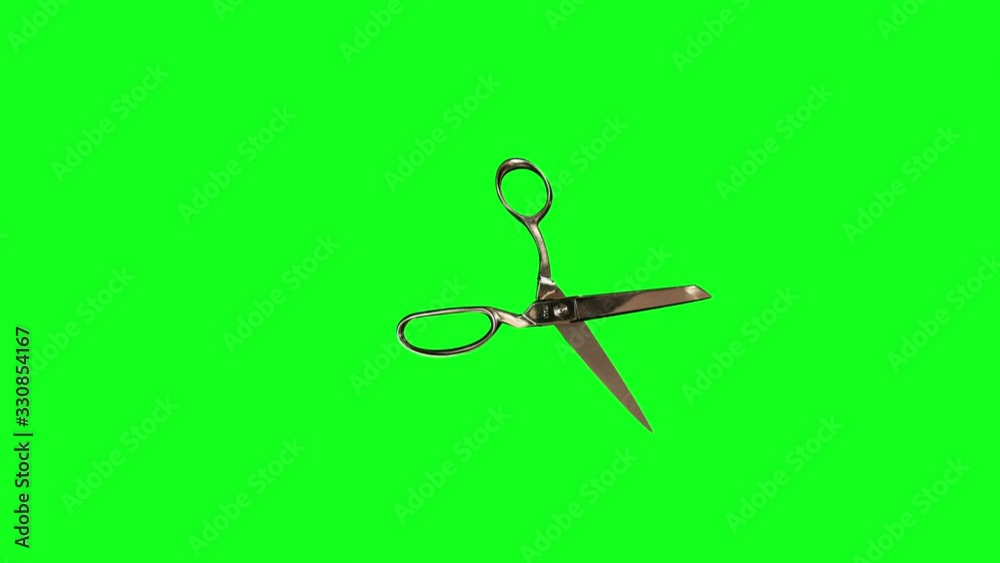 Scissors cutting diagonally green screen Stock ビデオ | Adobe Stock
