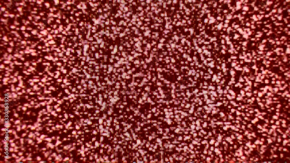 Retro TV screen flickers on and off, grain screen effect, red ...