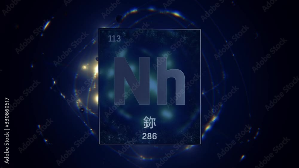 Nihonium as Element 113 of the Periodic Table. Seamlessly looping 3D ...