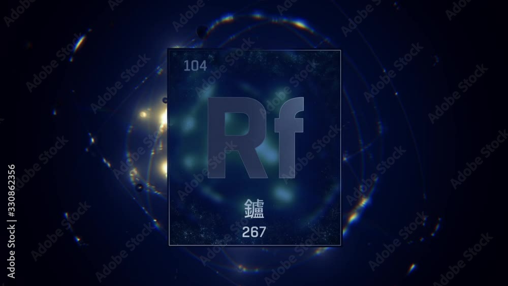 Rutherfordium as Element 104 of the Periodic Table. Seamlessly looping ...