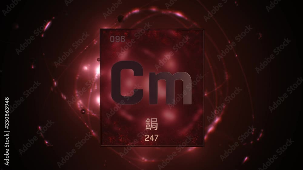 Curium as Element 96 of the Periodic Table. Seamlessly looping 3D ...