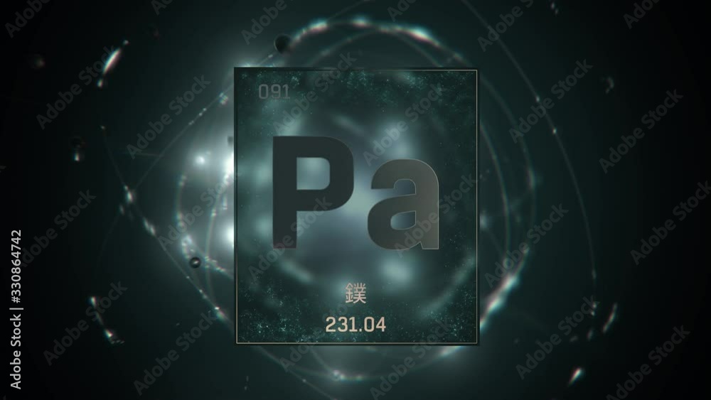 Protactinium as Element 91 of the Periodic Table. Seamlessly looping 3D ...