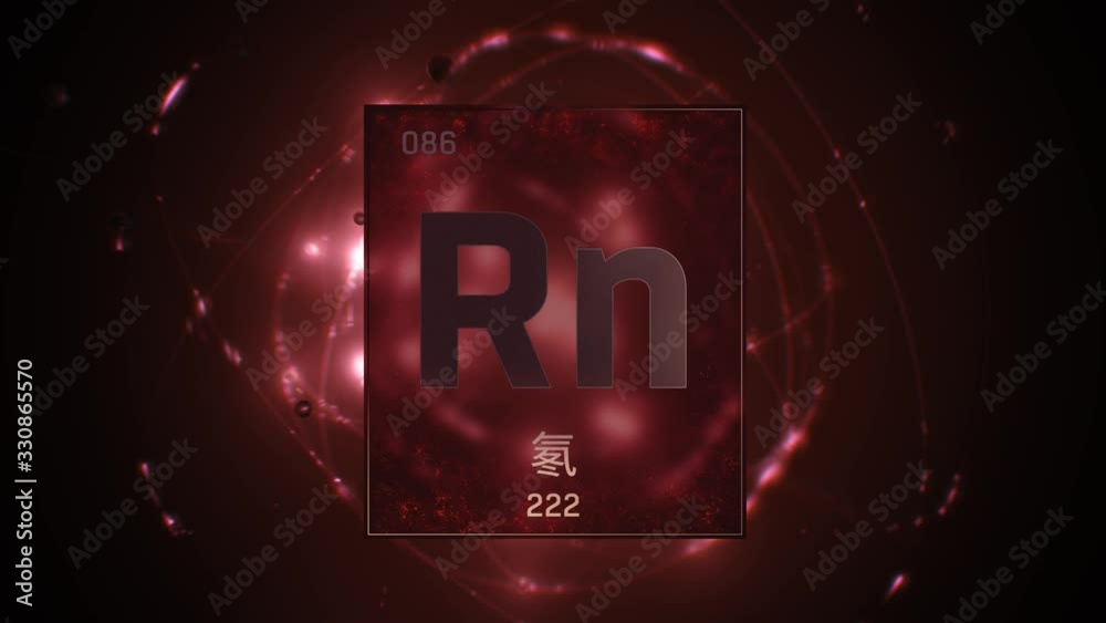 Radon as Element 86 of the Periodic Table. Seamlessly looping 3D ...