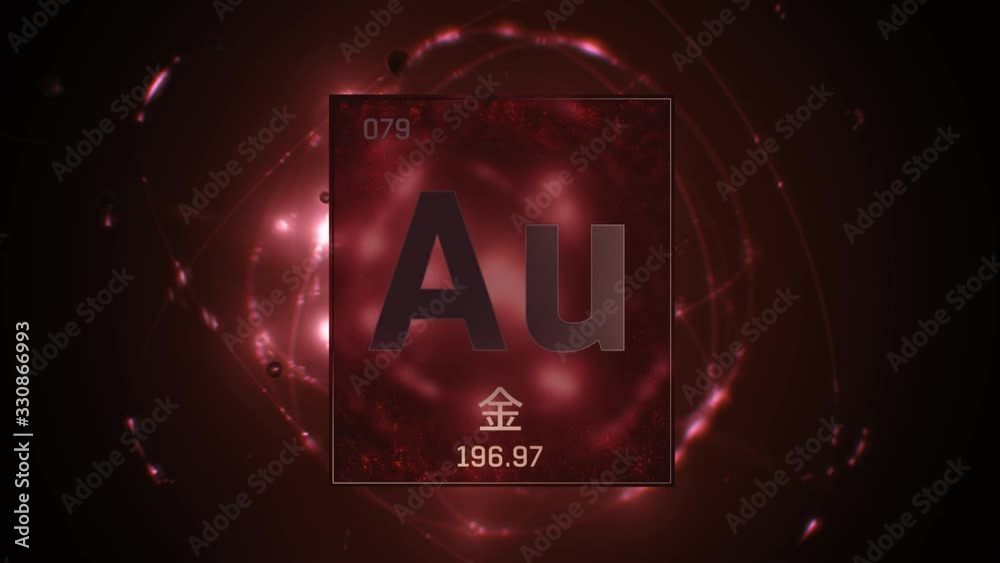 Gold as Element 79 of the Periodic Table. Seamlessly looping 3D ...