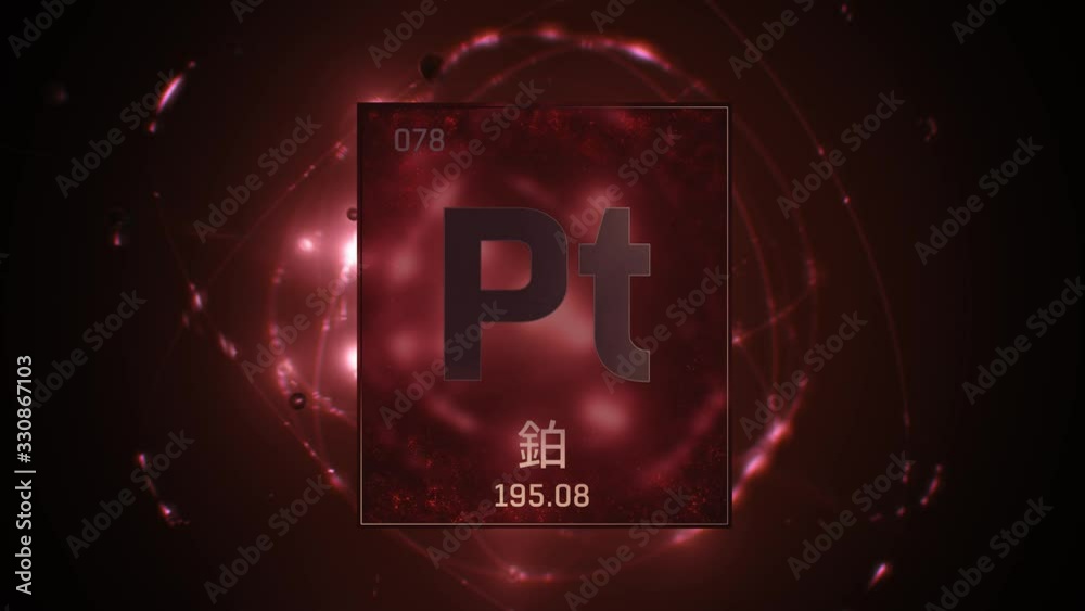 Platinum as Element 78 of the Periodic Table. Seamlessly looping 3D ...