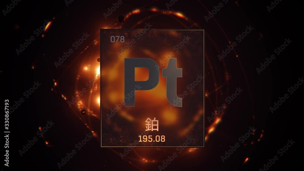 Platinum as Element 78 of the Periodic Table. Seamlessly looping 3D ...