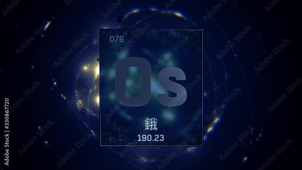 Osmium as Element 76 of the Periodic Table. Seamlessly looping 3D ...