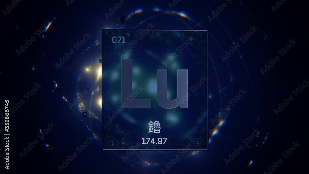 Lutetium as Element 71 of the Periodic Table. Seamlessly looping 3D ...