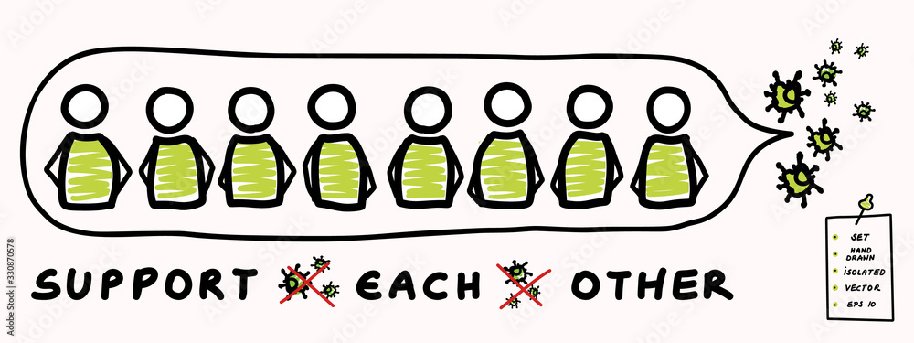 Support each other corona virus covid 19 stickman infographic ...
