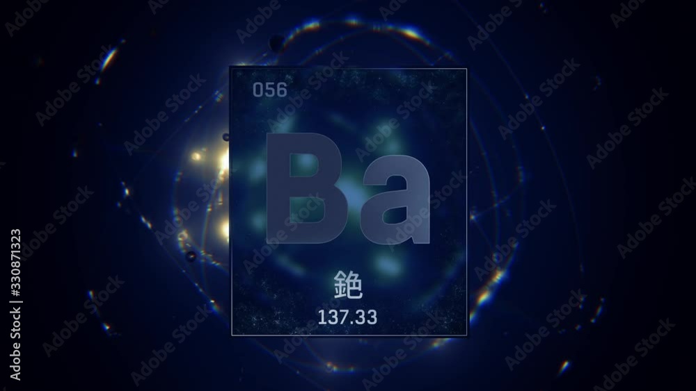 Barium as Element 56 of the Periodic Table. Seamlessly looping 3D ...