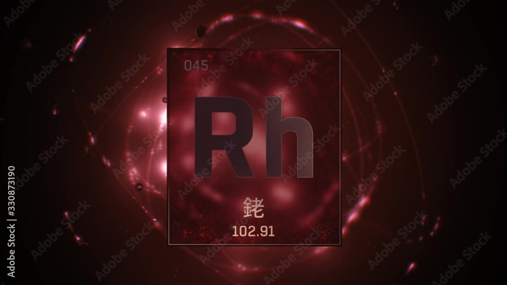 Rhodium as Element 45 of the Periodic Table. Seamlessly looping 3D ...