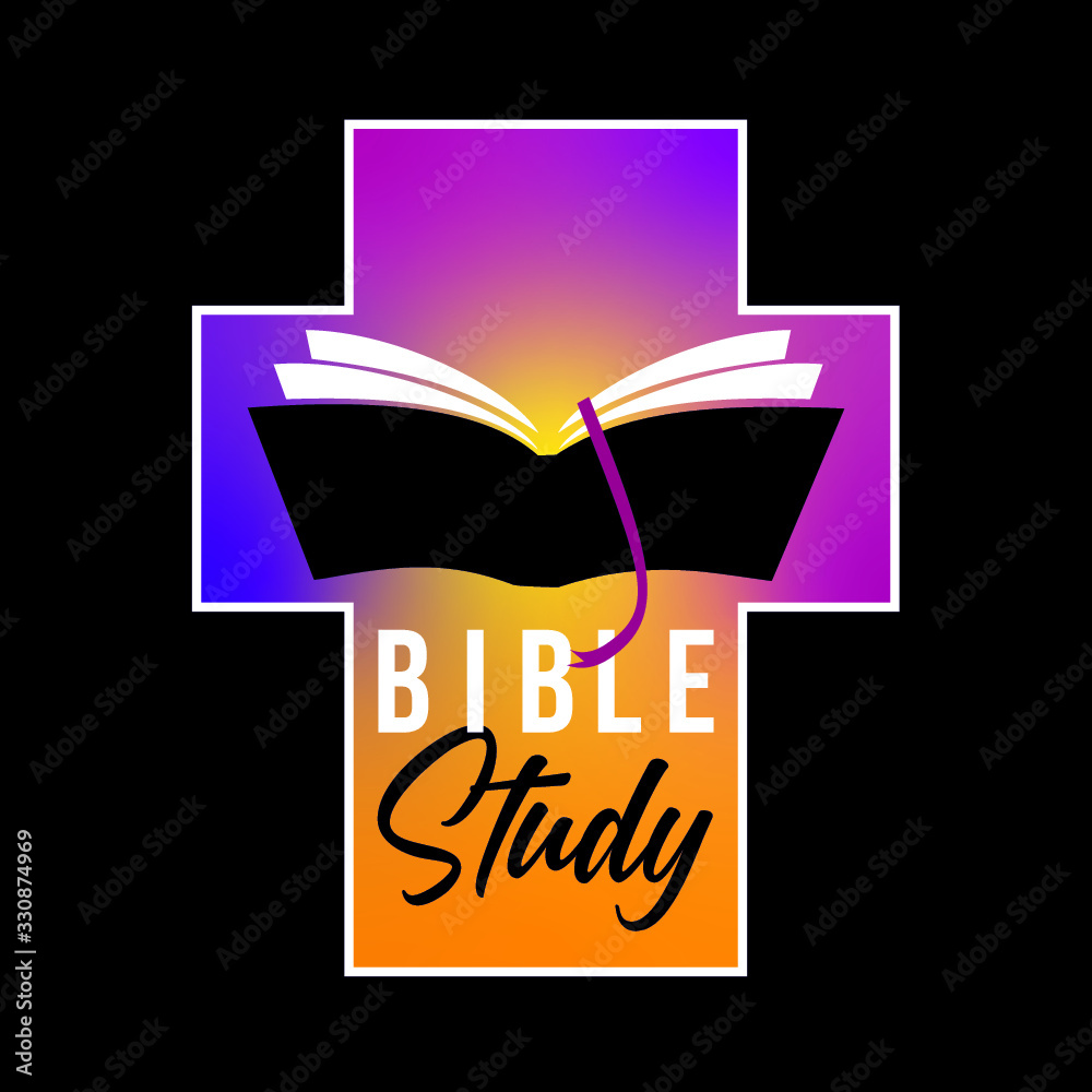Bible Study logo with cross on black background 素材庫向量圖 | Adobe Stock