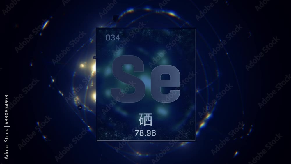 Selenium as Element 34 of the Periodic Table. Seamlessly looping 3D ...