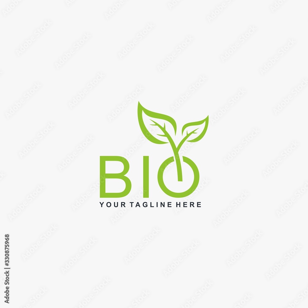 Letter BIO logo design. Plant abstract in letter design. Green leaf ...