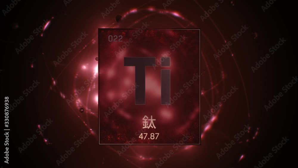 Titanium as Element 22 of the Periodic Table. Seamlessly looping 3D ...