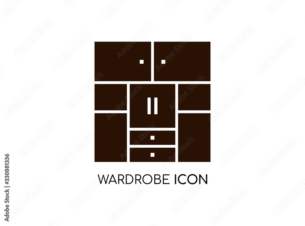 Wardrobe Icon Vector in Monogram Concept. Design with Black Isolated on ...