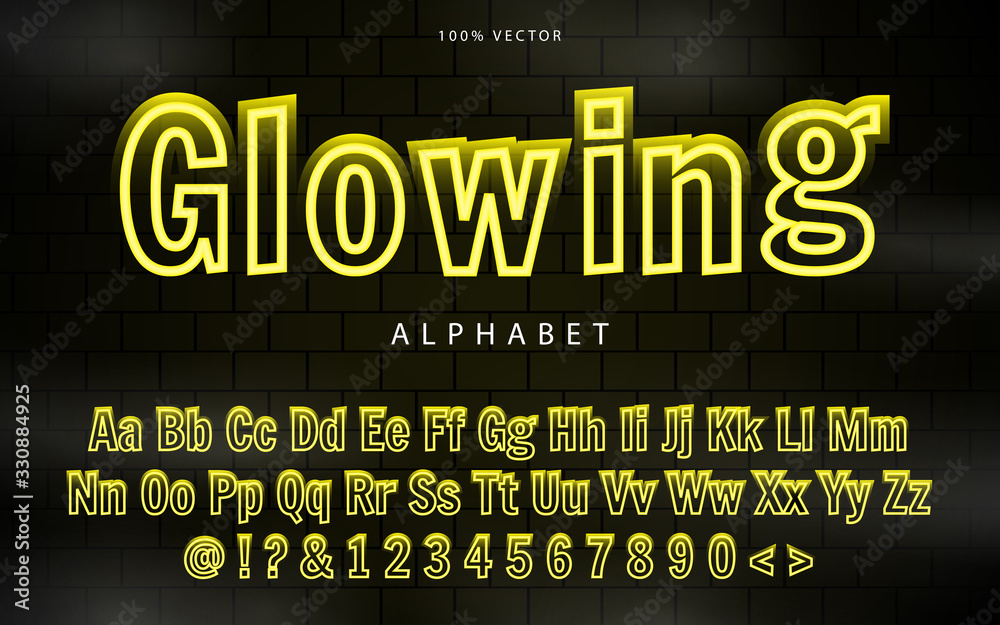 Abstract glowing and light neon effect font alphabet. Minimal modern ...