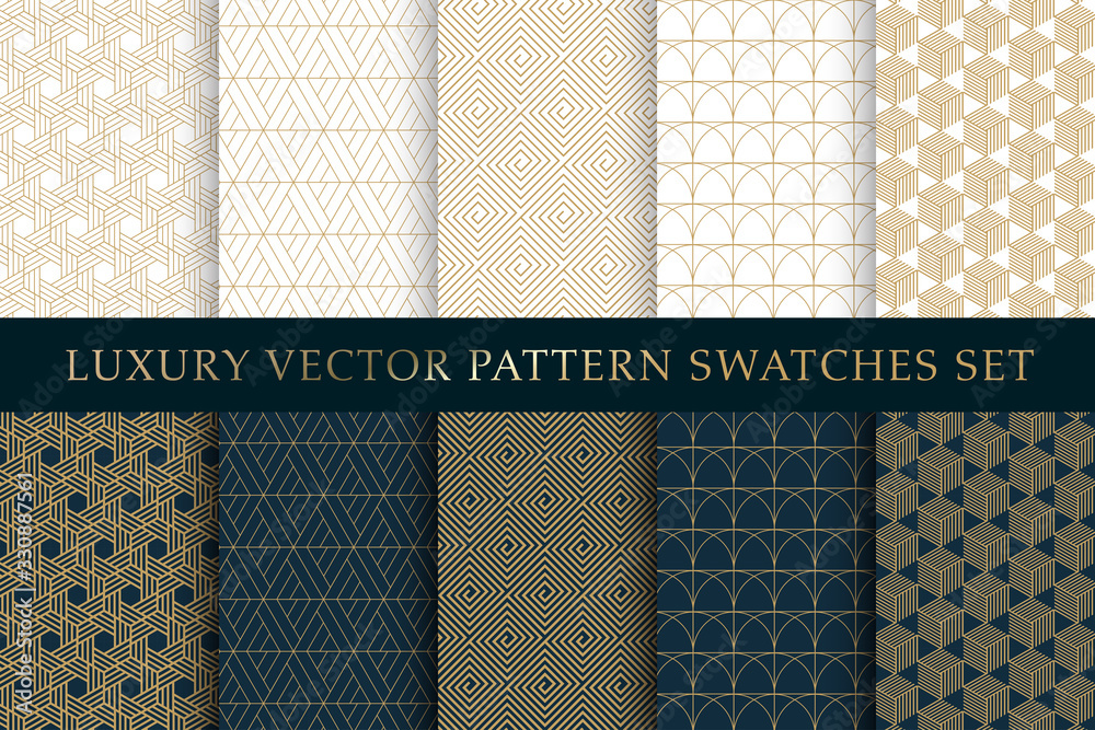 Golden luxury vector swatches pattern pack Stock Vector | Adobe Stock