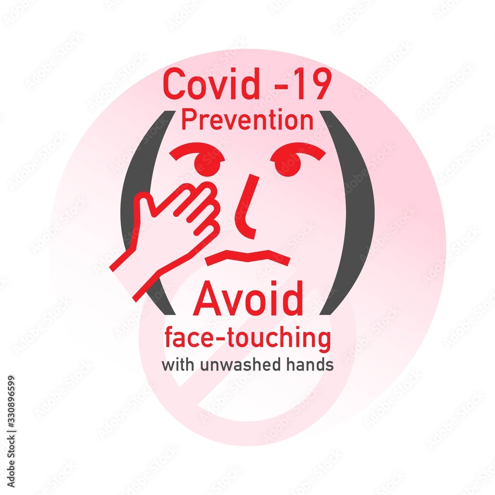 Covid-19 prevention, Avoid face-touching with unwashed hands. Vector ...