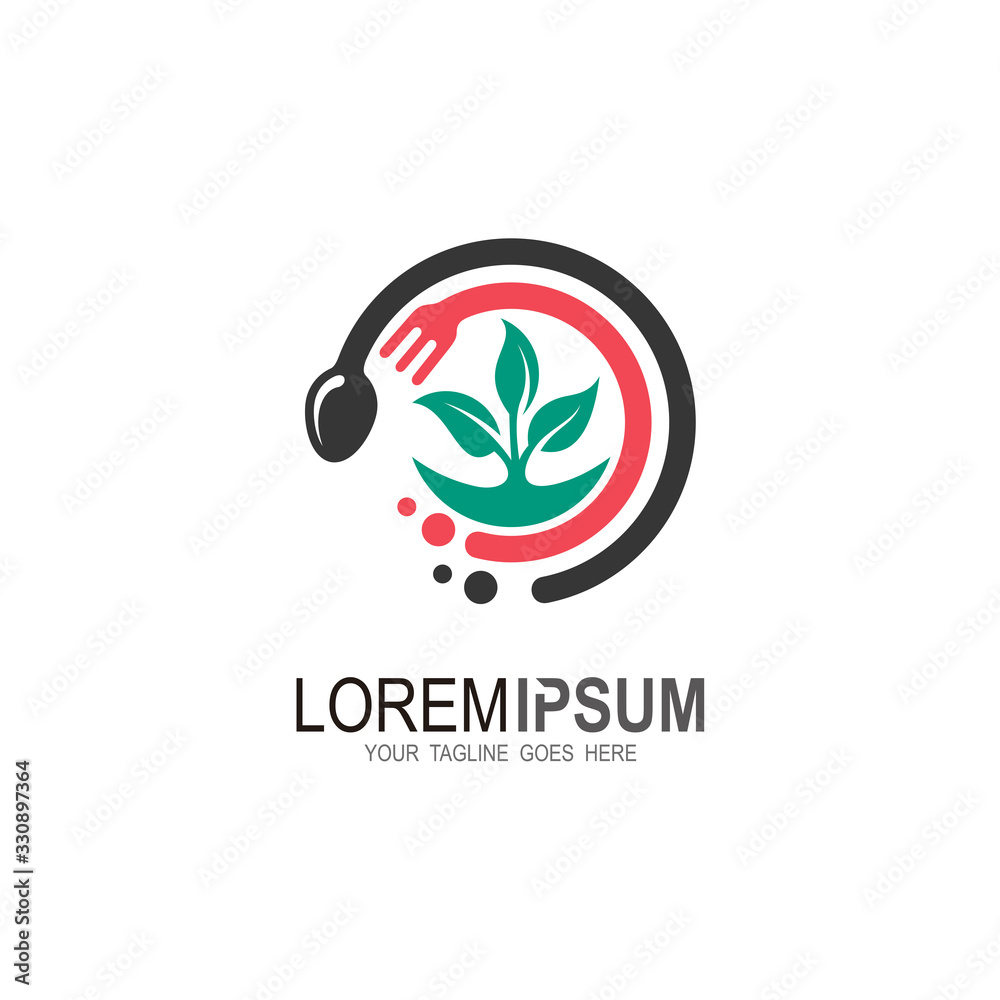 Restaurant logo, Tree logo and cutlery design combination, Kitchen logo ...
