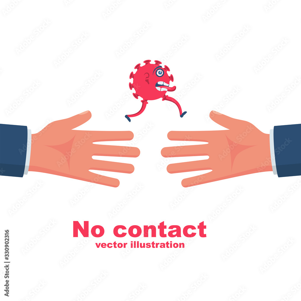 Bacteria on hand. Coronavirus transmitted through a handshake. Gesture ...