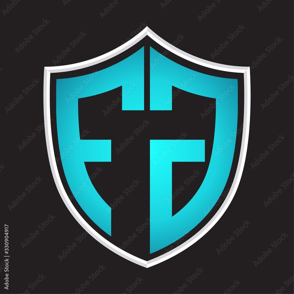 FG Logo monogram with shield shape isolated blue colors on outline ...