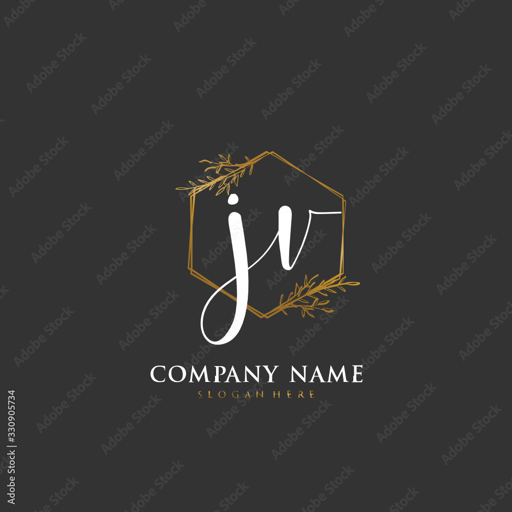 Handwritten initial letter J V JV for identity and logo. Vector logo ...